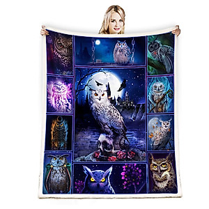 Juirnost Owl Gifts for Women,Owl Blanket,Owl Gifts for Owl Lovers,Owl Throw Blanket for Couch Sofa Bed Living Dorm Room Home Decor 50X60inch Just a Girl Who Loves Owls Blanket