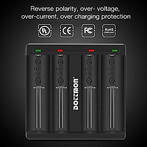 Dottmon LED 4-Slots Intelligent Universal Battery Charger for 3.6V/3.7V Li-ion 10440 14500 14650 16340 17670 18500 18650 18700 22650 20700 21700 22700 25500 26650 26700 Batteries