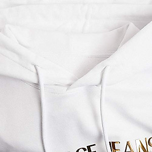 Versace Jeans Couture White 100% Cotton Gold Foil Logo Long Sleeve Hoodie Sweatshirt- L for Mens