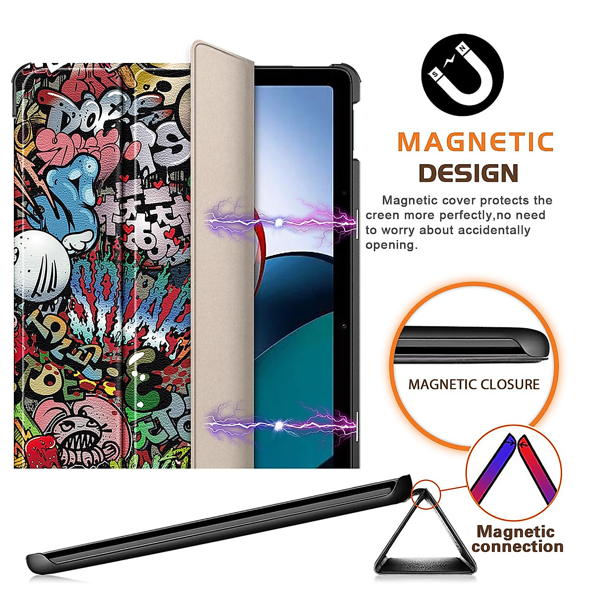 Xuanbeier Case for Xiaomi Redmi Pad SE 11 inch,Slim Stand Hard Back Shell Protective Smart Cover for Redmi Pad SE 11 2023 Case with Auto Wake/Sleep Function,Graffiti