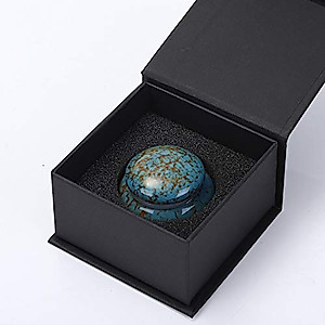youdear memorials Small Urn for Human Ashes - 1.6'' Handicrafted Urn - Beautiful Tiny Keepsake Urns - Mini Urn Made of Ceramic - Hold 1.2 Cubic Inches of Ashes (Blue) (Blue)