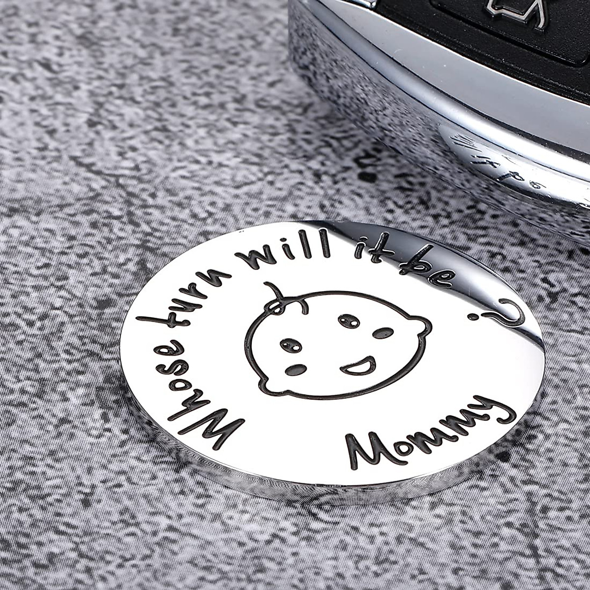 FANICE EOS New Baby Gifts for Parent Mom Dad Decision Coin for Women Men Pregnancy for First Time Mummy Daddy to Be Christmas Birthday Present Double-Sided (Silver)