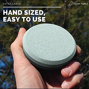 Sharp Pebble Puck/Disk - Axe/Hatchet Large Sharpening Stone- Whetstone Blade & Tool Sharpener- Dual Grit Multipurpose Waterstone Sharpener with Bamboo Box