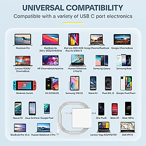 Mac Book Pro Charger - 118W Power Adapter Compatible with USB C Port MacBook Pro & MacBook Air 13, 14, 15, 16 inch, New ipad Pro and All USB C Device, 7.2ft USB-C to C Charge Cable
