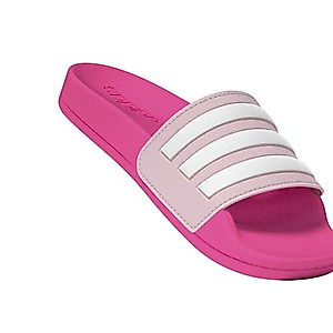 adidas Adilette Shower Slide Sandal, Clear Pink/White/Lucid Pink, 3 US Unisex Little Kid