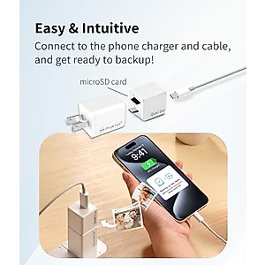 MAKTAR Qubii Duo - USB-A Flash Drive Fits iPad Flash Drive for Android Smartphone iPhone Backup Flash Drive iPhone Photo Backup Storage Device with File Organizer App - White w/o Micro SD Memory