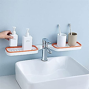 2Pcs Bathroom Corner Punch-free Rack, Bathroom Corner Punch-free Rack Shampoo Storage Rack Holder, Bathroom Corner Punch-free Rack with Suction Cup (grey)