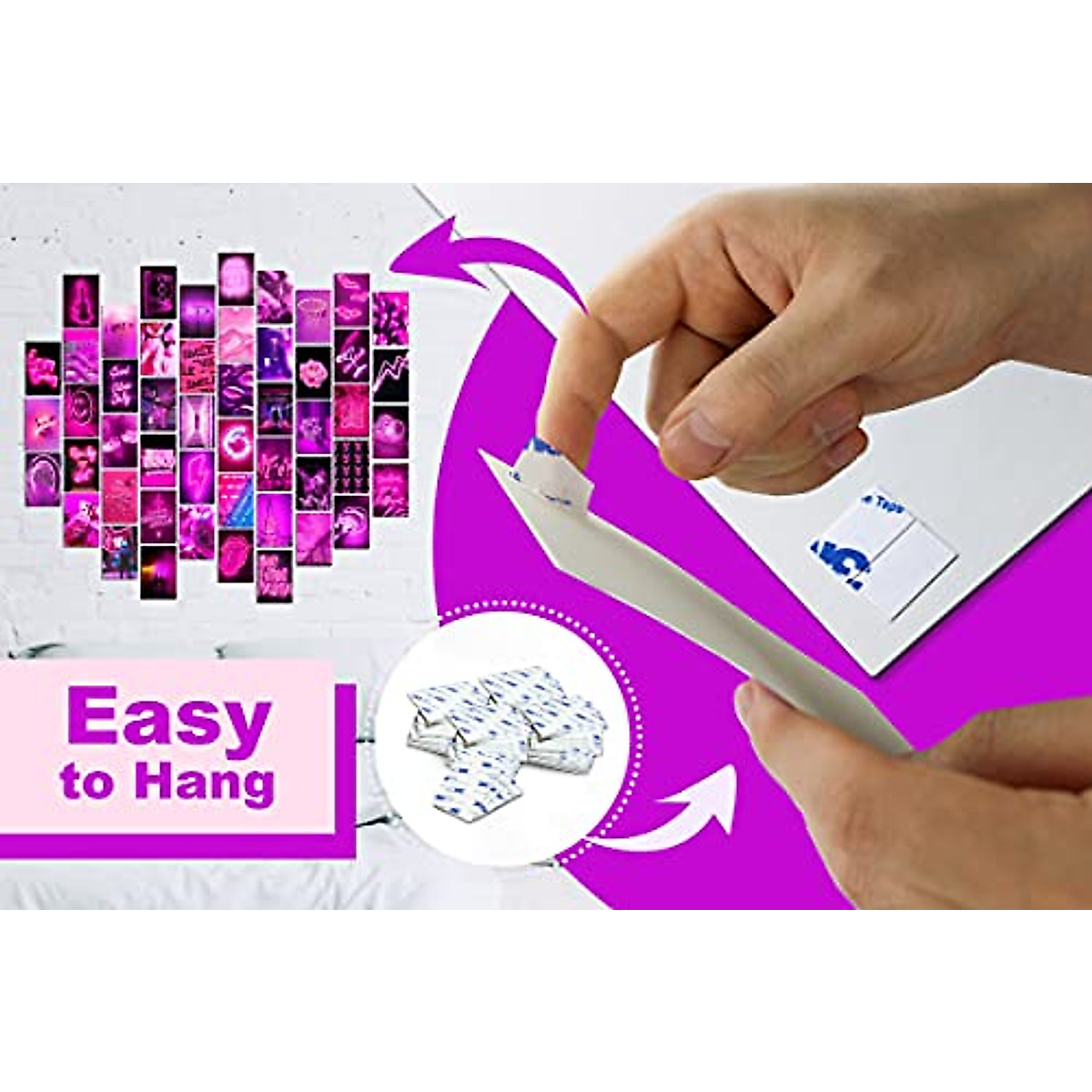 KOLL DECOR Pink wall collage kit - 50 Set 4''x6'' Prints Aesthetic wall images neon posters hot pink wall decor Room Collage Decoration for Teen Girls