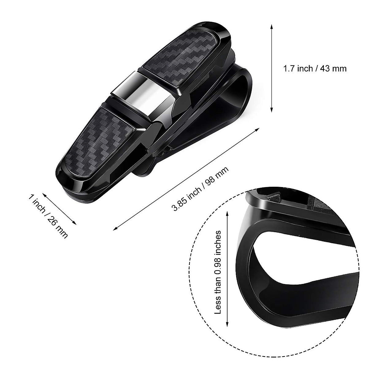 Boao 4 Pcs Sunglasses Holders for Car Sun Visor, Glasses Ticket Card Clip Mount Hanger, Double-Ends Clip 180 Degree Rotational Car Visor Accessories(Silver)