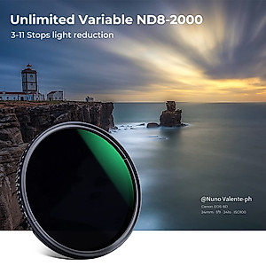 K&F Concept 58mm Variable Neutral Density Lens Filter ND8-ND2000 (3-11stop) Waterproof Adjustable ND Lens Filter with 24 Multi-Layer Coatings for Camera Lens (D-Series)