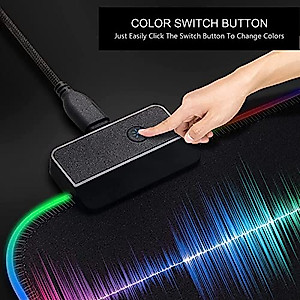 Gaming Mouse Pads Extended red Black Hexagon Art Pattern Anime LED Mouse Pad Large RGB Gaming Mousepad Desk Mat for PC Laptop,300X700mm