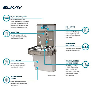 Elkay LZS8WSLP Enhanced ezH2O Bottle Filling Station & Single ADA Cooler Filtered Refrigerated Light Gray