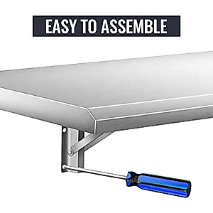 AHLOKI Concession Shelf Stainless Steel Drop Down Folding Serving Food Shelf Stand Serving for Concession Trailer Serving Window,48L X 12W Inch