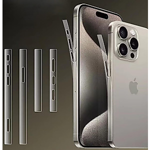 Ultra Thin Transparent Side Film for iPhone 15 Pro Max Frame Protective Guard Film - 3 Packs/TPU Hydrogel