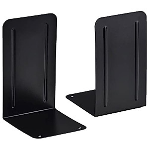 Acrimet Premium Metal Bookends (Heavy Duty) (Black Color) (1 Pair)
