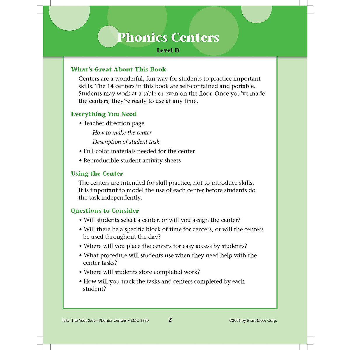 Take It to Your Seat Phonics Centers, Grades 2-3