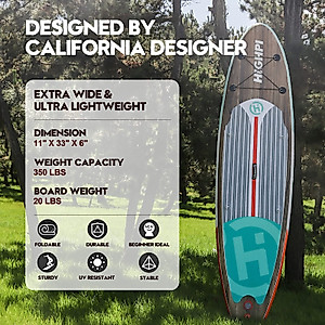 Highpi Inflatable Stand Up Paddle Board 11'x33''x6'' Premium SUP W Accessories & Backpack, Wide Stance, Surf Control, Non-Slip Deck, Leash, Paddle and Pump, Standing Boat for Youth &