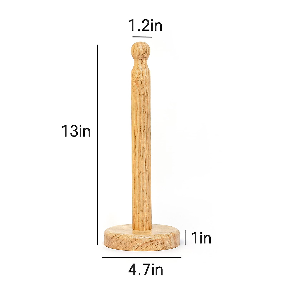 GOODSDECO Wooden Paper Towel Holder - Paper Towel Hanger Rack, Countertop Kitchen Paper Towel Dispenser, Standing Paper Towel Roll Hanger, Rubberwood Paper Towel Holder (Natural)