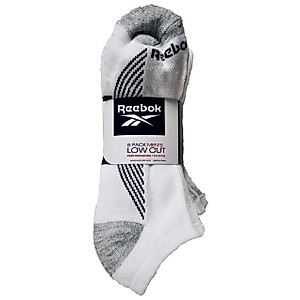 Reebok Men's Low Cut Socks Cushion Performance Training, White, 8 Pairs
