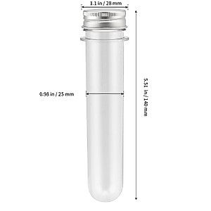 SHEUTSAN 60 Pack 40ml Clear Plastic Test Tubes, 23 x 140mm Clear Candy Tubes with Screw Caps, Sample Test Tubes Containers for Gumball Candy Storage, Bath Salt, Party Favors