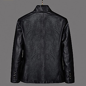 Rayiisuy Mens PU Leather Blazer Men's Casual Single Button Suit Coat Slim Fit Lapel Black Jackets For Men Stylish Faux Leather Outwear (Brown), XY-903, Large