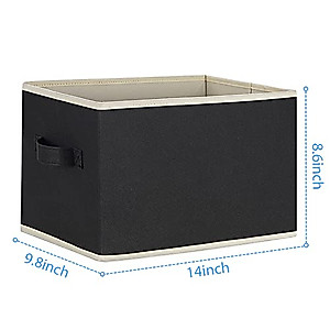 LHZK Storage Baskets for Shelves, Fabric Storage Baskets for Organizing, Foldable Closet Storage Bins, Storage Bins for Shelves with Handles, Cloth Storage Bins for Organizing, Large, Black, 4-Pack