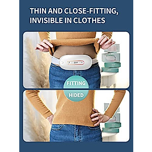 Slimpal Heating Pad for Cramps, Portable USB Cordless Heating Pad with Massager for Back Pain Relief, Heat Belt Gifts for Women White