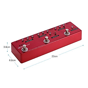 MOSKYAudio Multi Effects Pedal Buffer + Booster + Overdrive + Distortion + Chorus + Delay Effects 6 Effects Pedal In 1 Unit (DC5)