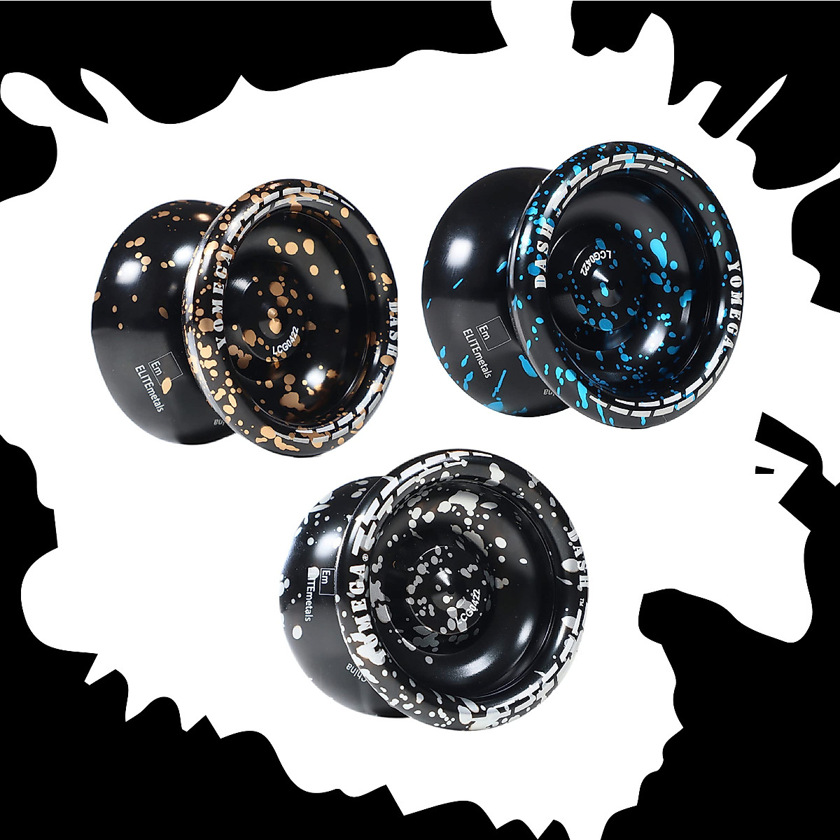 Yomega Dash Yoyo - Pro Aluminum Metal Unresponsive Yoyo with C Size Ball Bearing for Advanced yo yo Tricks + Extra 5 Strings + Glove + Bag + Die & 3 Month Warranty (Black Blue)