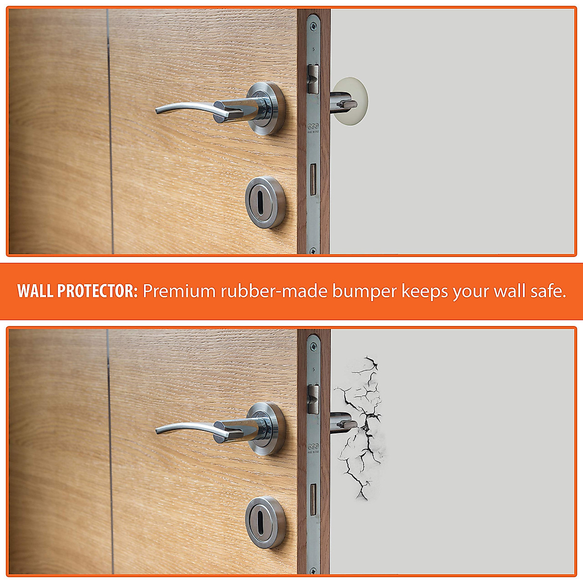 Premium Quality 12 Pcs Door Bumper Self Adhesive Sticker Strong Stickiness Wall Protector Guard Door Knob Stopper 1.6 Inches Rubber Round White Silicone Door Handle Bumper Set