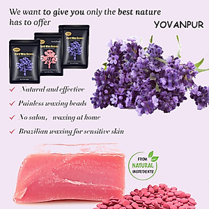 Hard Wax Beads for Hair Removal(300g/10.5OZ) Waxing Beads For Sensitive Skin with 10pcs Wax Spatulas, Painless At Home Wax Beans, Body, Bikini for Women Men Waxing ForWax Warmer (1 Rose 2 Lavander)