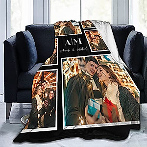 Easycosy Personalized Photo Blankets for Couples Gifts, Custom Picture Throw Blanket for Girlfriend Boyfriend Gifts, Anniversary Birthday 30"x40"