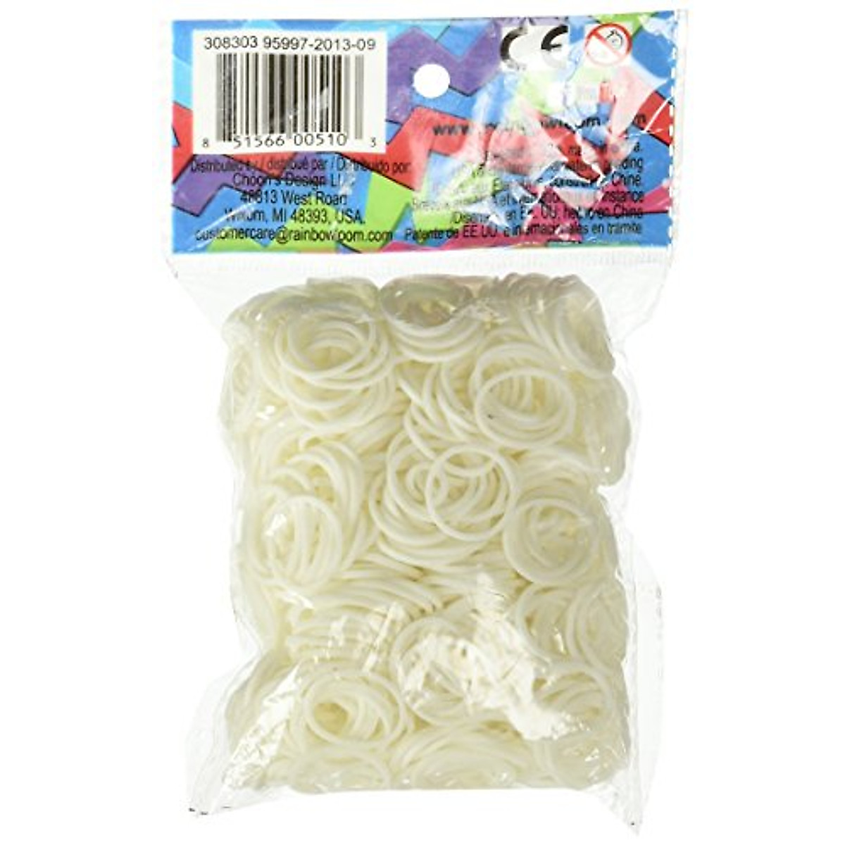 Rainbow Loom Official White Rubber Bands Refill 600 Count + 24 C-Clips