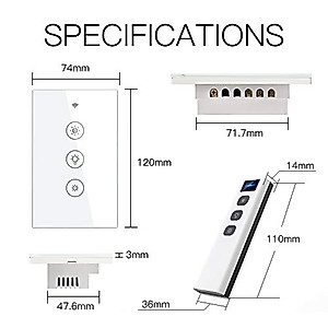 MOES WiFi Smart Light Dimmer Switch with RF433 Remote Controller, 3 Way Muilti-Control Association Smart Life/Tuya APP Relay Status Backlight Switch Off Works with Alexa Google Assistants,White Touch
