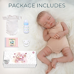 KSBD Reborn Baby Dolls Delilah with Realistic Veins, 18 inch Sleeping Newborn Baby Girl Doll, Lifelike Vinyl Silicone Reborn Doll with Weighted Cloth Body, Advanced Painted Gift Set for Kids Age 3+