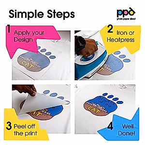 PPD Inkjet Premium Iron-On Light T Shirt Transfer Paper LTR 8.5x11" Pack of 100 Sheets (PPD001-100)