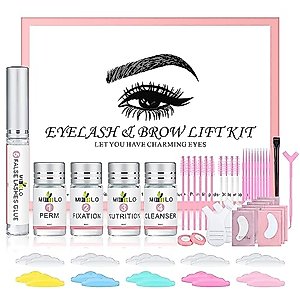Lash Lift Kit & Eyelash Perm Kit for Solon at Home, Professional Eyelash Curling Lash Extension Set, Including Eyelash Glue, 5 Size Lift Pads, Eye Gel Patchs, Lash Brush and Accessories