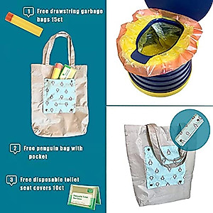 2-in-1 Portable Kids Potty Trainer, Travel Potty for Car Potty for Toddler, Folding Travel Potty Seat for Toddler with Liners, Bag (Tall Lemon)