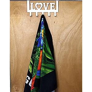 Dependable Industries inc. Essentials Over Door Hanger Heavy-Duty Hook, Hanging Clothes Coat Bag Robe Keys Towel Bathroom Closet Back of Door Hanger Sturdy 5 Hooks Love