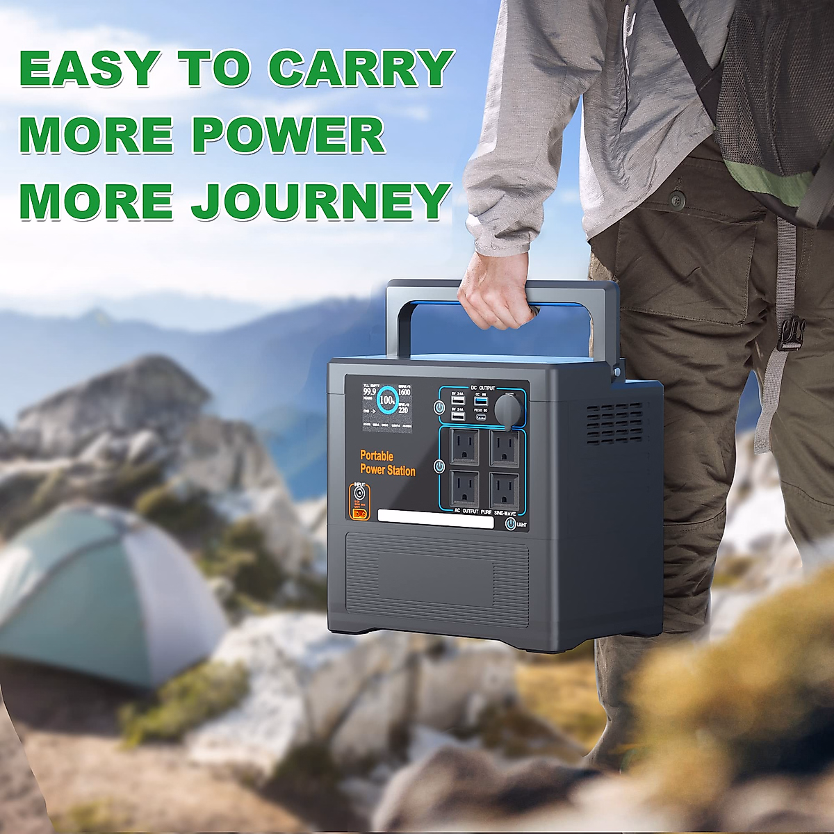 1154Wh Portable Power Station, 1500W Peak Rated 1300W Solar Generator 110-120V AC Outlets Backup Lithium Battery UPS Power Supply for Home Use Camping Outdoor Emergency (Solar Panel Not Included)