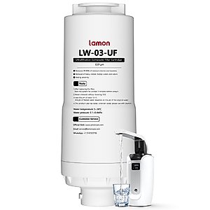 Lamon LW-03 Replacement Filter, 0.01 μm Ultra Filtration 6-Stage Countertop Water Filter Cartridge, Reduces Heavy Metals, Bad Taste and Up to 99.9% of Chlorine, 1 Pack