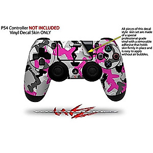 WraptorSkinz Skin Compatible with Sony PS4 Dualshock Controller PlayStation 4 Original Slim and Pro Sexy Girl Silhouette Camo Hot Pink Fuschia (Controller NOT Included)