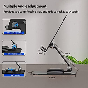 Vekesen Adjustable Foldable Cell Phone Stand 360° Rotating Cellphone Stand Holder iPhone Stand Compatible with All iPhone iPad Tablet 4-10'' Office Desk Accessories (Black)