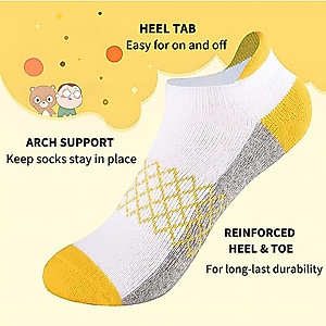 Comfoex Boys Socks 6 Pairs Ankle Athletic Sock Half Cushioned Low Cut Socks For Little Big Kids