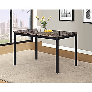 Roundhill Furniture 5 Piece Citico Metal Dinette Set with Laminated Faux Marble Top - Black