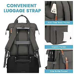 LOVEVOOK Laptop Backpack for Women, Teacher Nurse Bag Work Travel Computer Backpacks Purse,Water Resistant Daypack with USB Charging Port, 17.3 inch