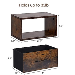 Filano Floating Nightstand with Drawer Rustic Wood Wall Mounted Nightstand Small Nightstand Floating Bedside Table Floating Shelf with Drawer