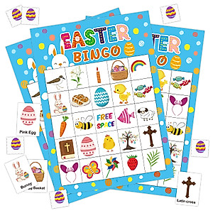 GIANTRUMP 24 Players Easter Bingo Card Games Fun Easter Party Games for School Classroom Family Activities Birthday
