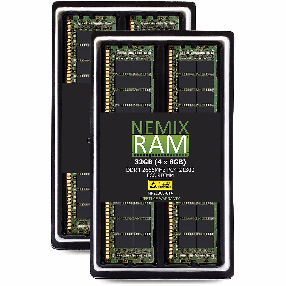 32GB (4x8GB) DDR4-2666MHz PC4-21300 ECC RDIMM 1Rx4 1.2V Registered Server Memory by NEMIX RAM