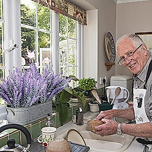 Grunyia 6 Bundles Artificial Flowers Lavender Bouquet in Purple Artificial Plant Arrangement Lifelike Natural Fake Plant to Brighten Up Your Home Decor Party Wedding Garden Office Patio Decoration